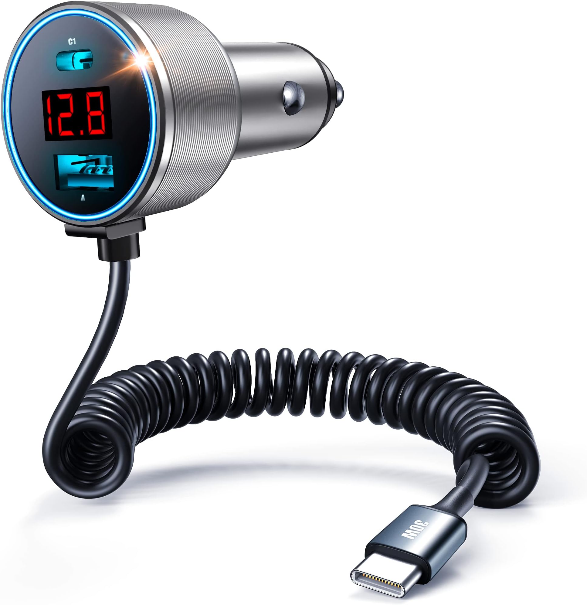 Amazon.com: Car Charger USB C, 75W Metal 3-Port Super Fast Car Charger ...