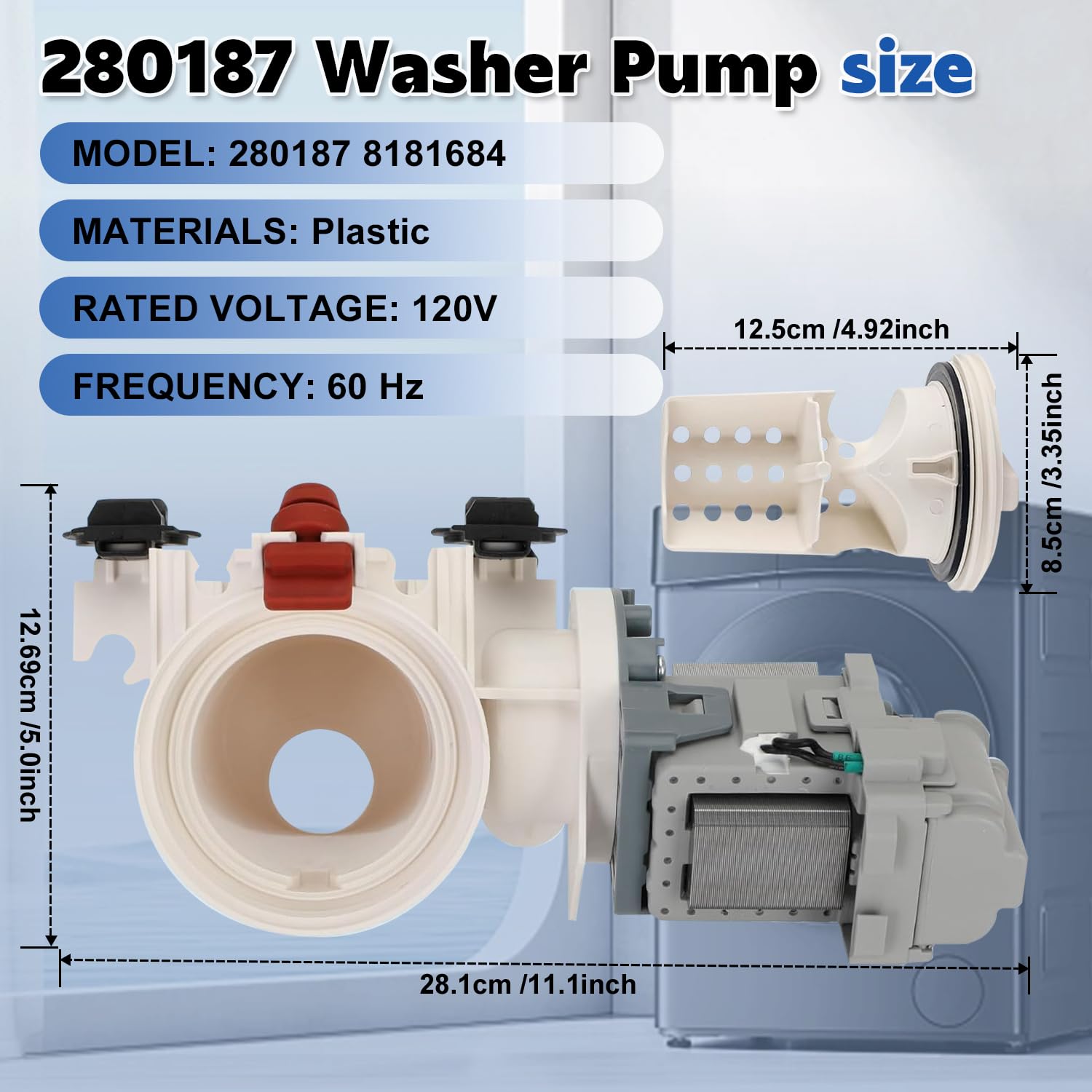 Front Loader Drain Pump For Kenmore Elite LG Washer WM9500HKA WM3988HWA ...