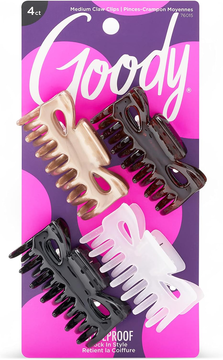 Amazon.com : Goody SlideProof Classics Medium Claw Clips - 4 Ct ...