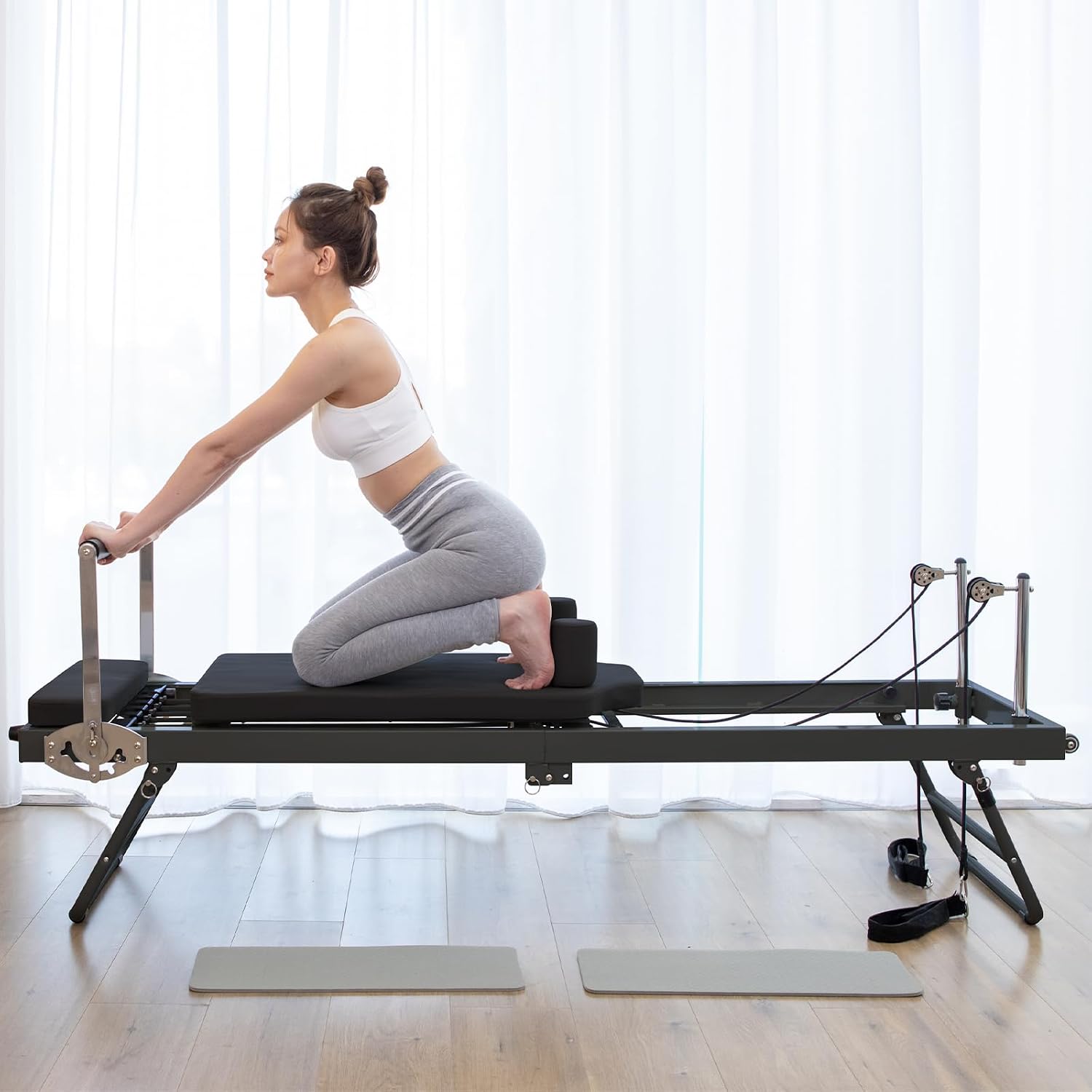 RUN.SE Pilates Reformer Foldable Pilates Exerciser Compact Home Yoga ...