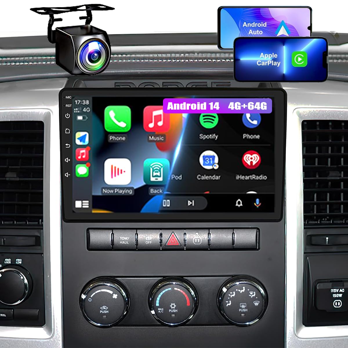 Amazon.com: 4GB+64GB, QLED, Customize Desktop Car Stereo Radio Upgrade ...