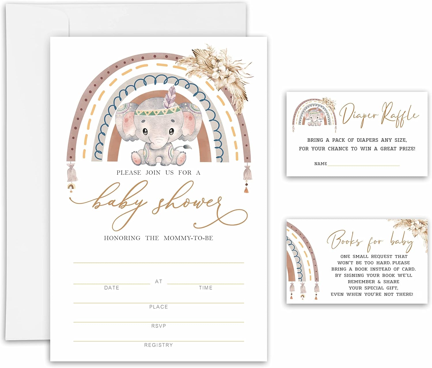 Amazon.com : Baby Shower Invitations, Diaper Raffle Tickets and Baby ...