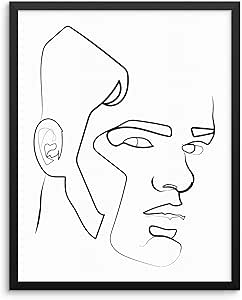 Amazon.com: Sincerely, Not Abstract One Line Male Face Wall Decor Art ...