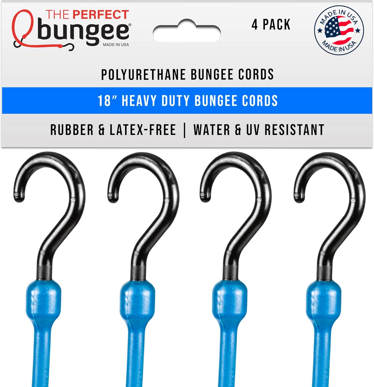 THE PERFECT BUNGEE 18" Easy Stretch Cord 4 Pack - Blue - Amazon.com