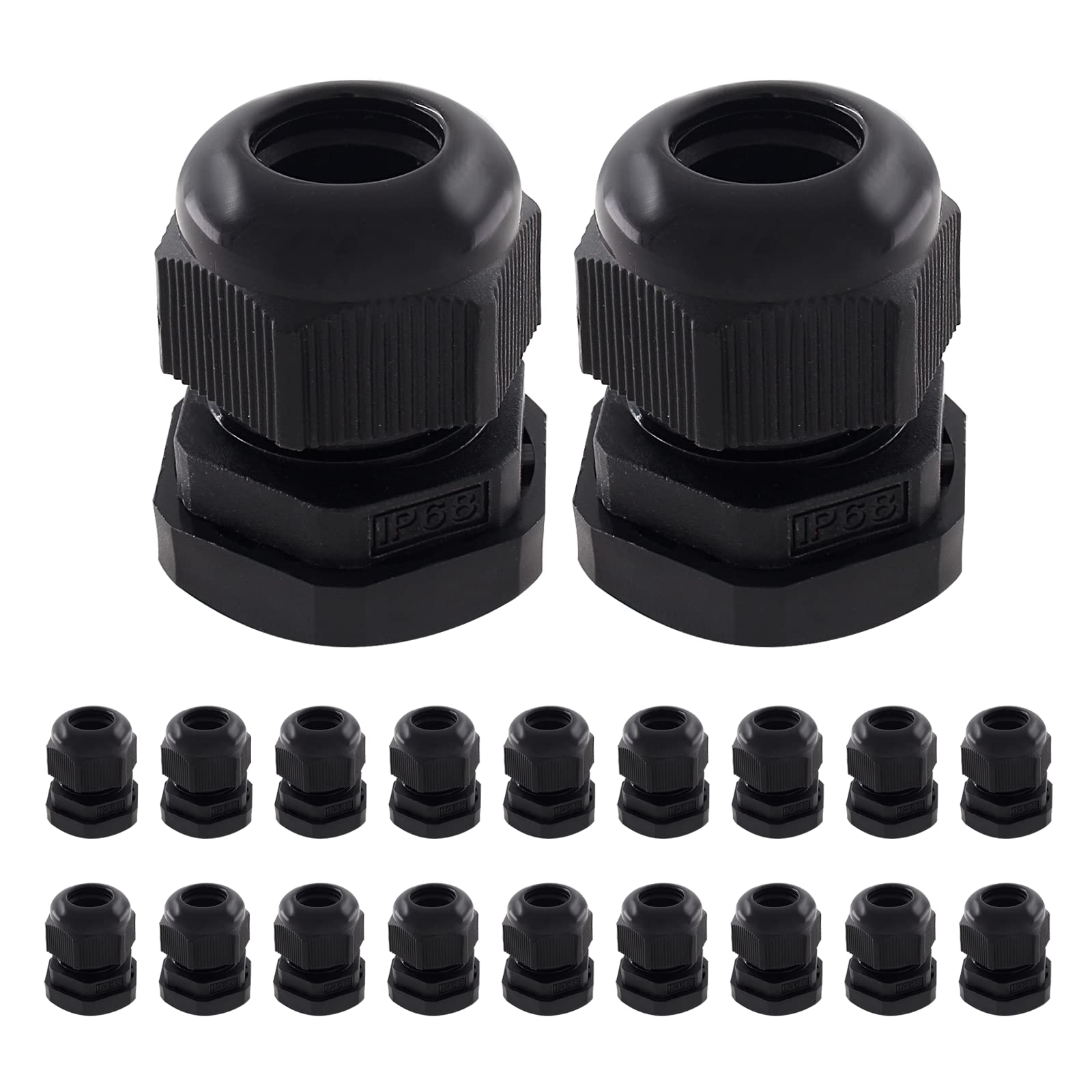 Snapklik.com : Cionyce 20 Pack NPT 1/2 Cable Glands Black Cord Grips ...