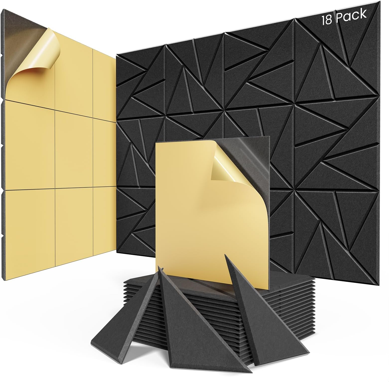ROOME 18 pack Acoustic Panels With Self-Adhesive, 12''X 0.4''Sound ...