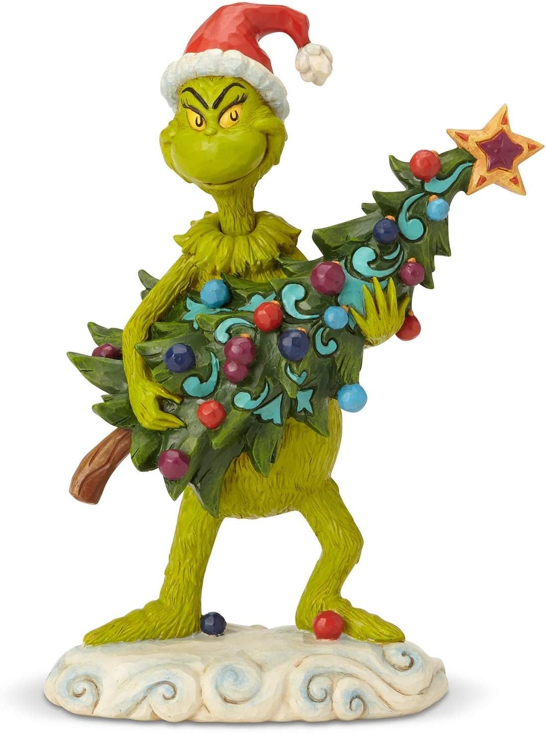 Amazon.com: Enesco Dr. Seuss Grinch by Jim Shore Santa Grinch Peeking ...