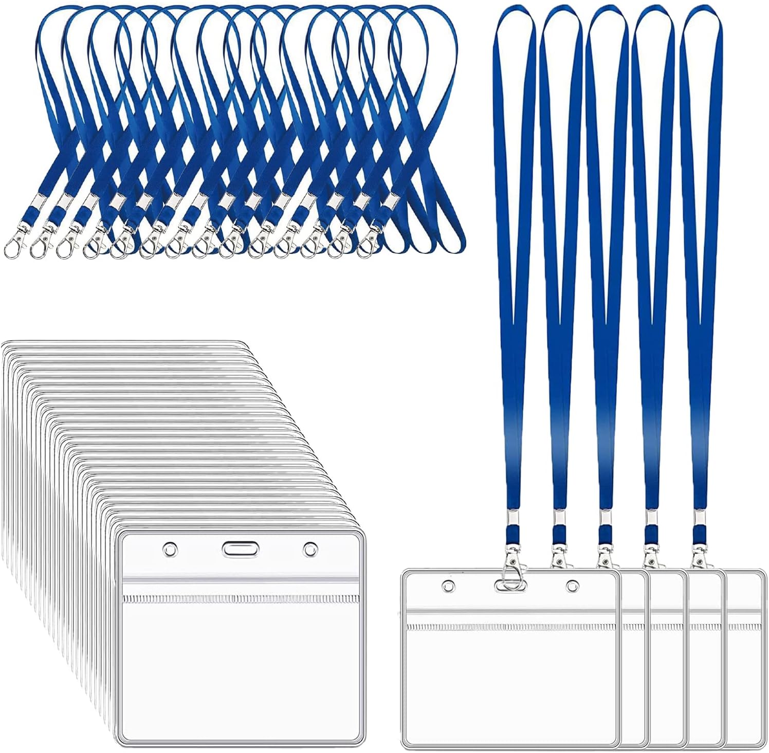 XHDA Blue 30PCS Lanyards for Neck with 30PCS Card Holder, Lanyard with ...