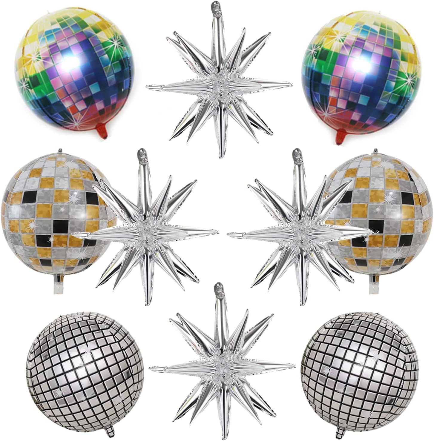 Amazon.com: 10 Pcs Disco Ball Balloons Metallic Star Balloons for 22in ...