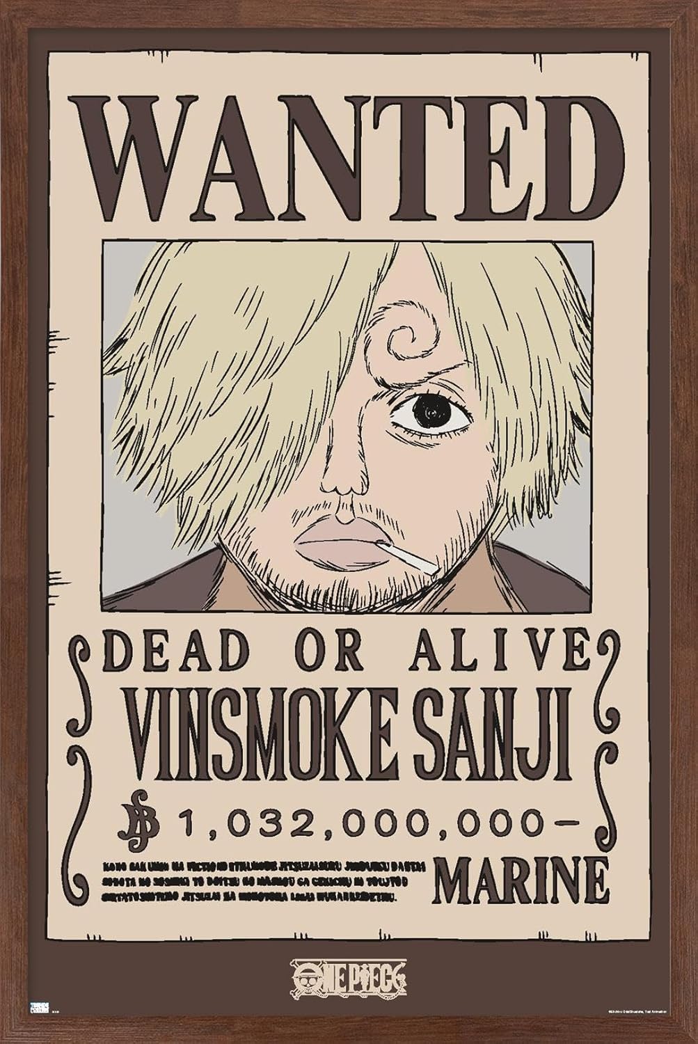 Amazon.com: One Piece - Vinsmoke Sanji Wanted Poster Wall Poster, 22.4L ...