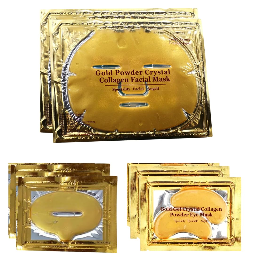24K Gold Bio Collagen Face Mask - Eye Mask - Lip Mask Skin Care Set ...