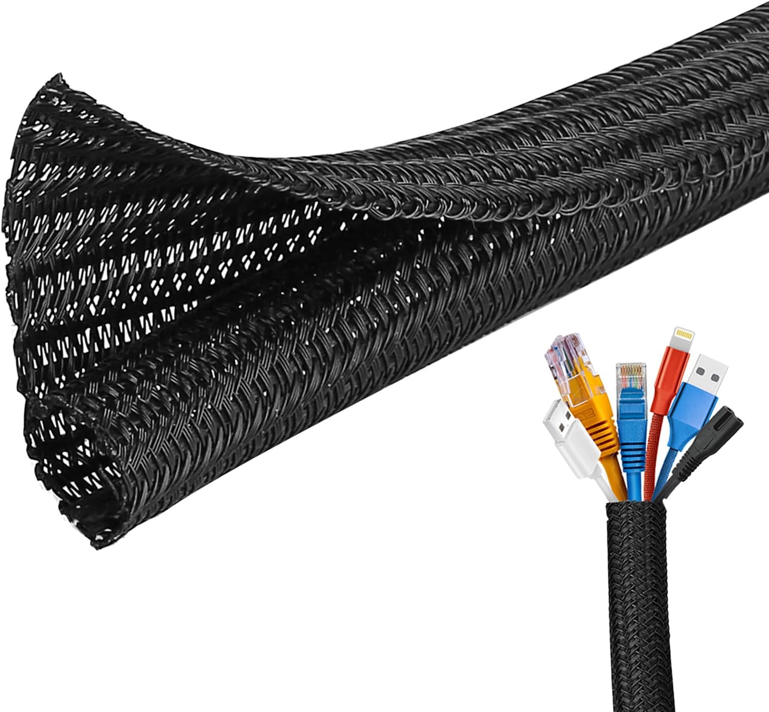 BuxiuGK 28mm x 2m Cable Tidy Wrap Black Spiral Cable Tidy Tube Cable PE ...