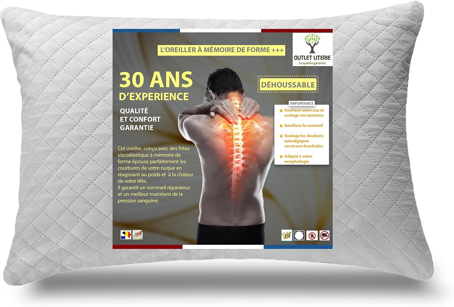 2 Oreillers Memoire Forme Ergonomique Cervical Idéal pour Le Soutien du ...