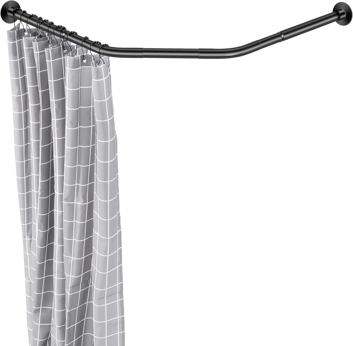 Adjustable Black Corner Shower Curtain Rod, 31-41 Inch Diamond Shaped ...