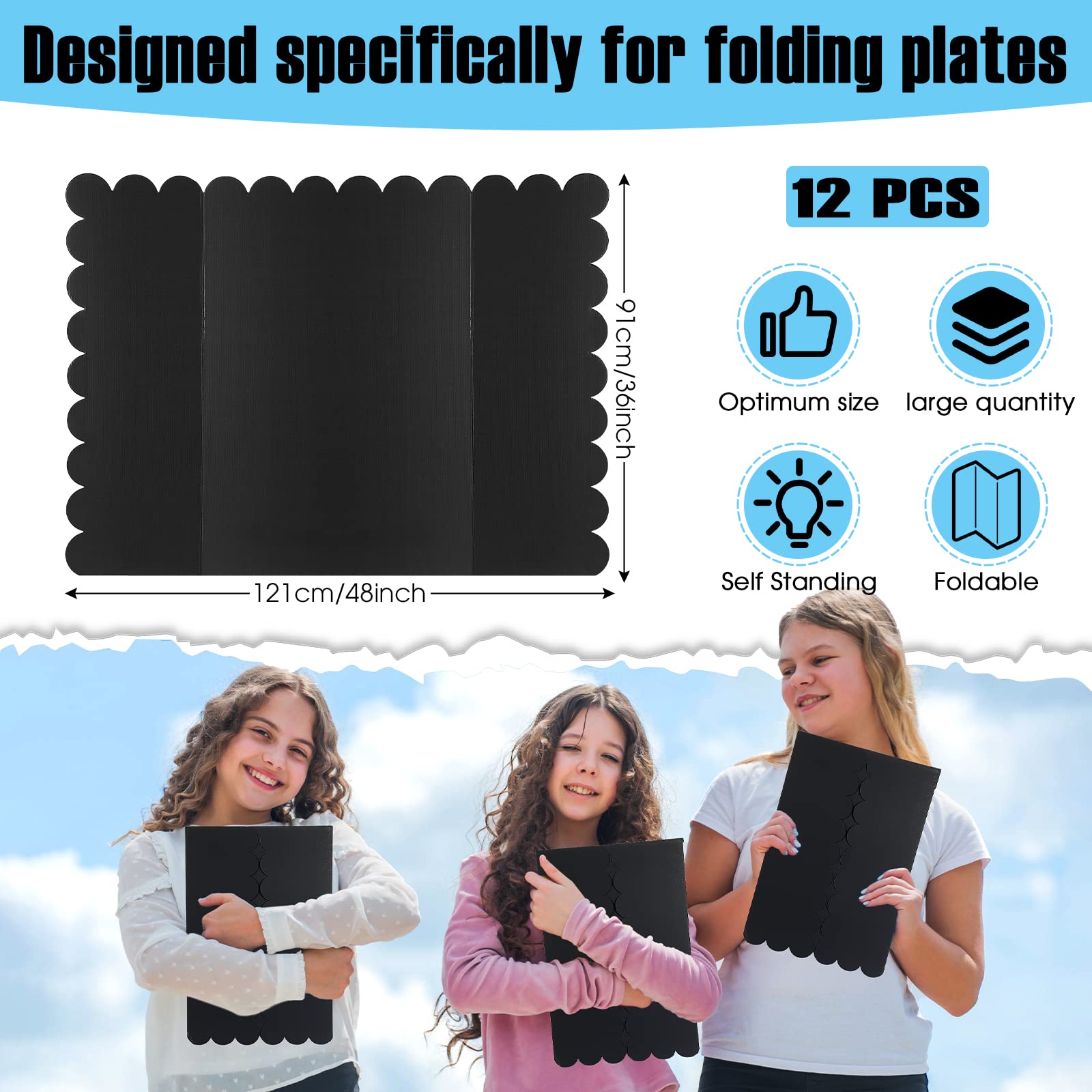 Sherr 12 Pcs Tri Fold Display Board 48 x 36 Inch Black Trifold Poster ...