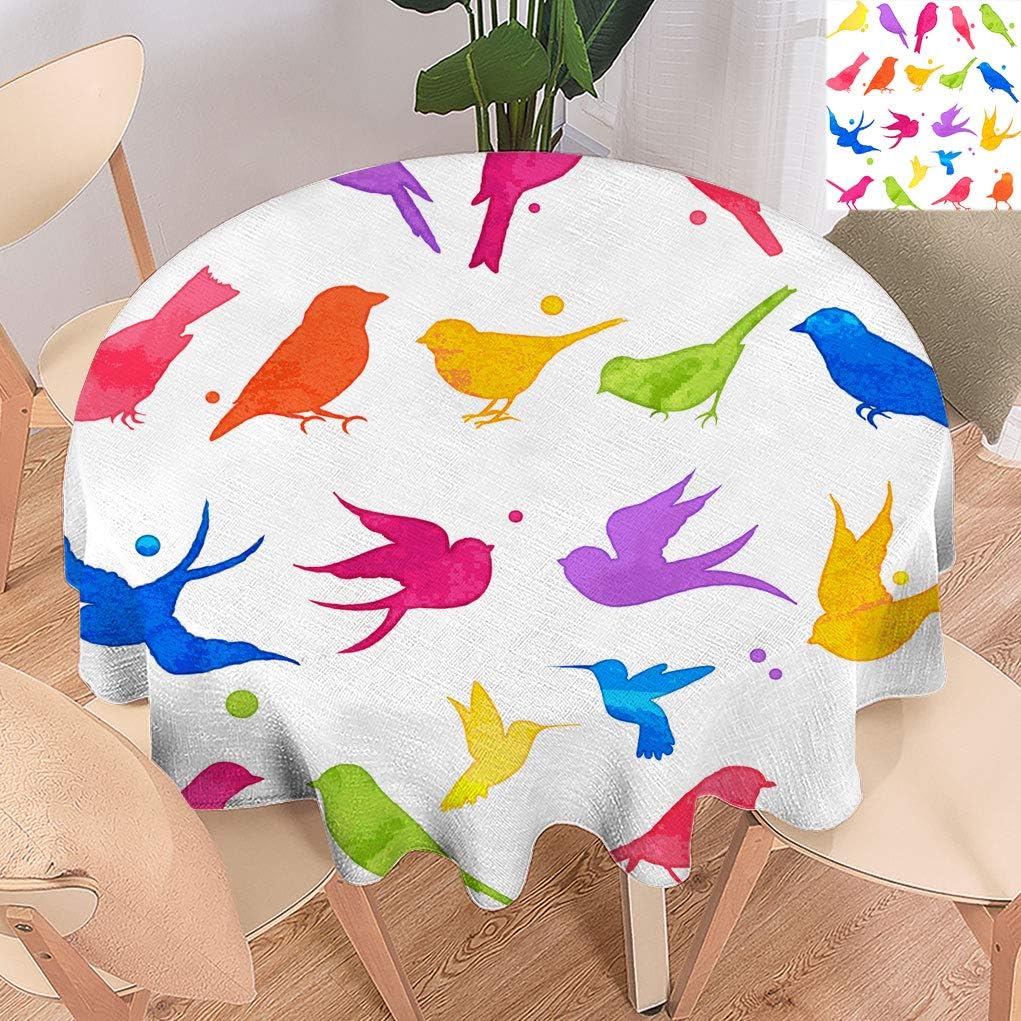 Birds Round Tablecloths, Hummingbird Red Throat Perched Sitting and ...