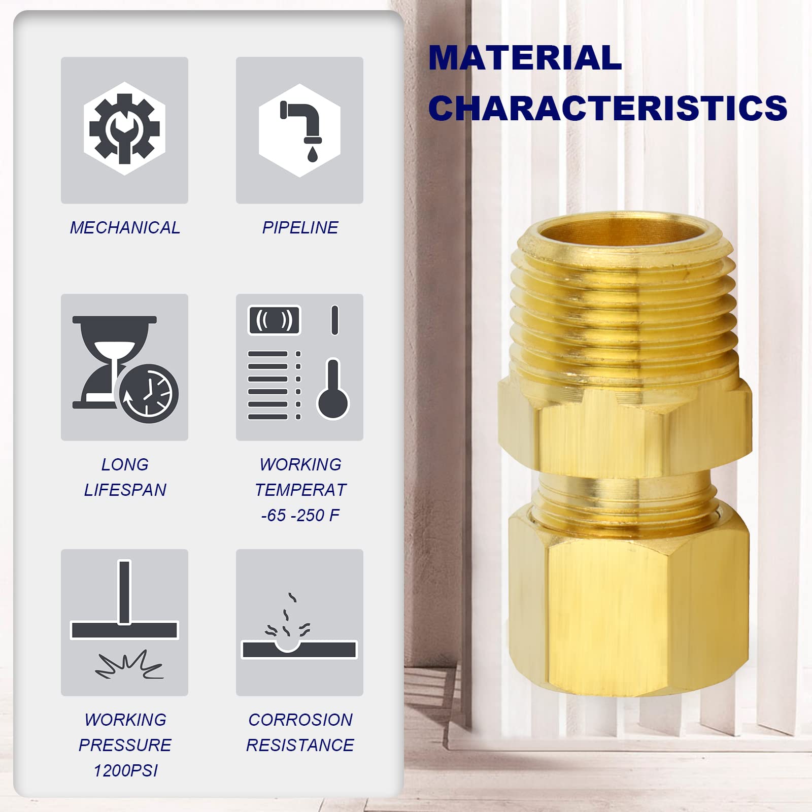 Snapklik.com : ChillWaves Brass Compression Tube Fitting, 3/8" OD X 3/8 ...