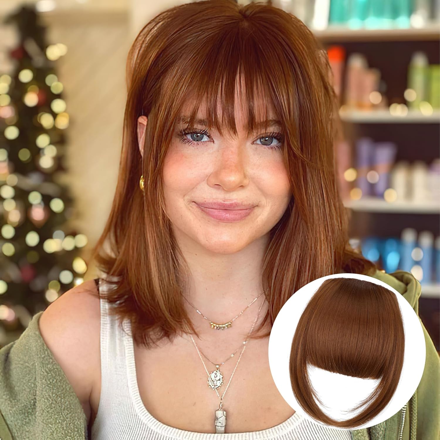 Amazon.com : Fanguilar Clip in Bangs, Light Auburn Fake Bangs Hair Clip ...
