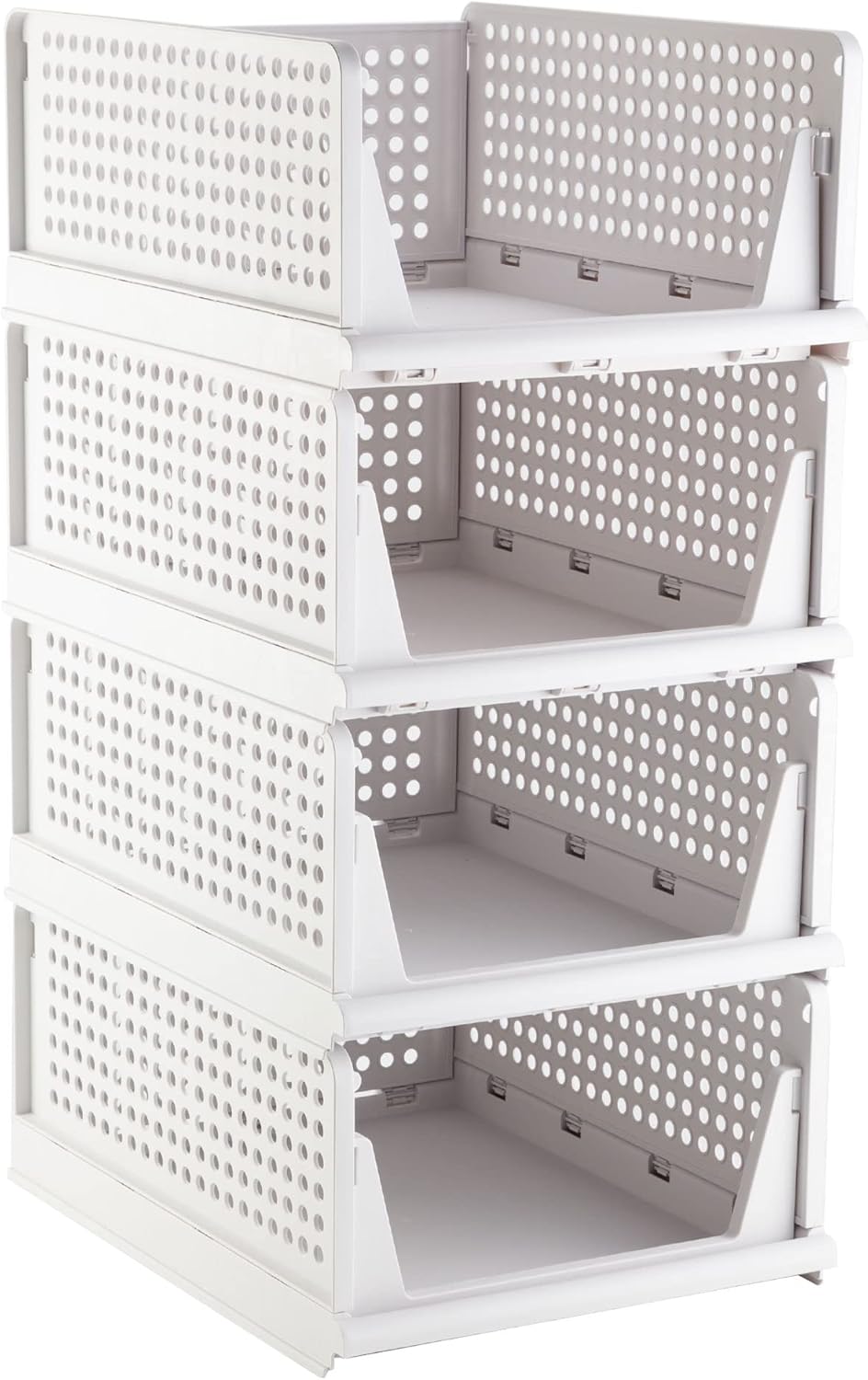 Amazon.com: WDPUCHU Stackable Plastic Storage Basket-Foldable Closet ...