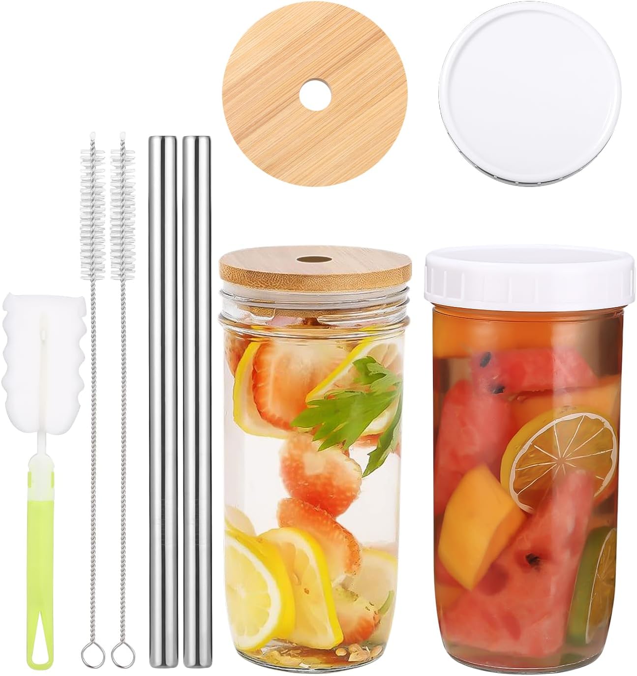 Jissta 730ML Bubble Tea Becher 2er, Trinkbecher Gläser mit Deckel und ...