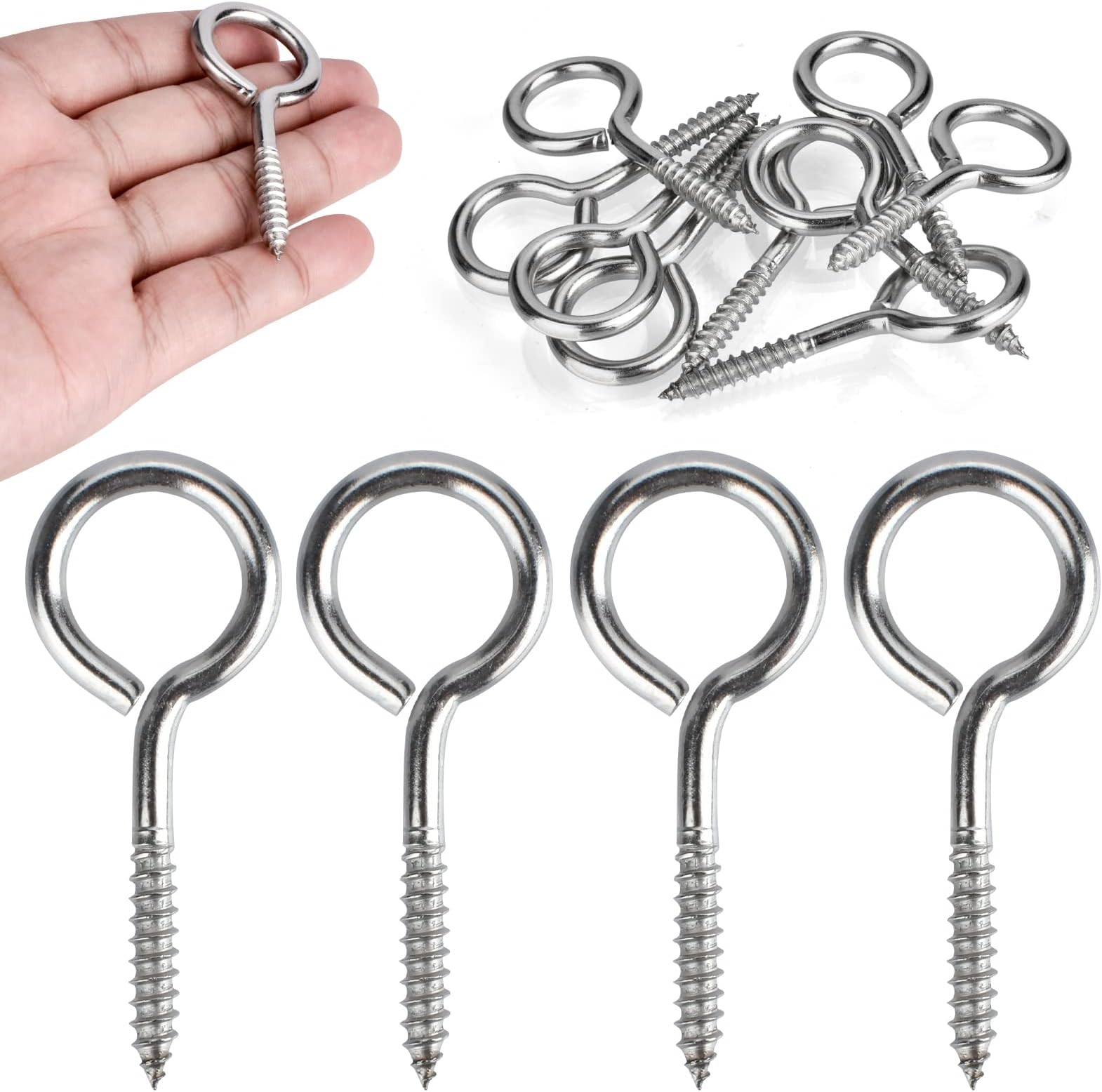Amazon.com: T Tulead Mini Screw Hooks Metal Eye Rings Self-Tapping Wall ...