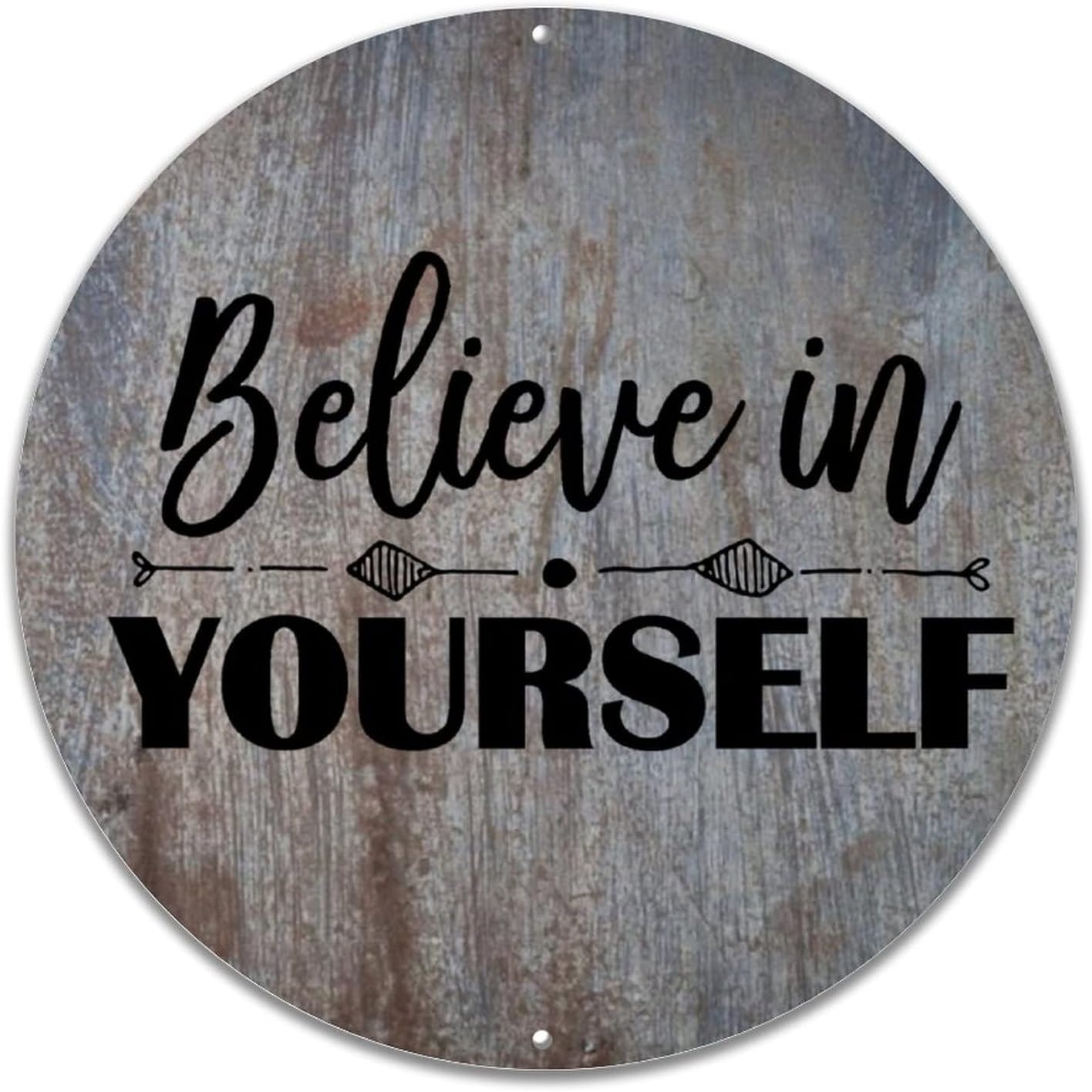 Amazon.com: Welcome Sign Front Decor Believe in Yourself Round Aluminum ...