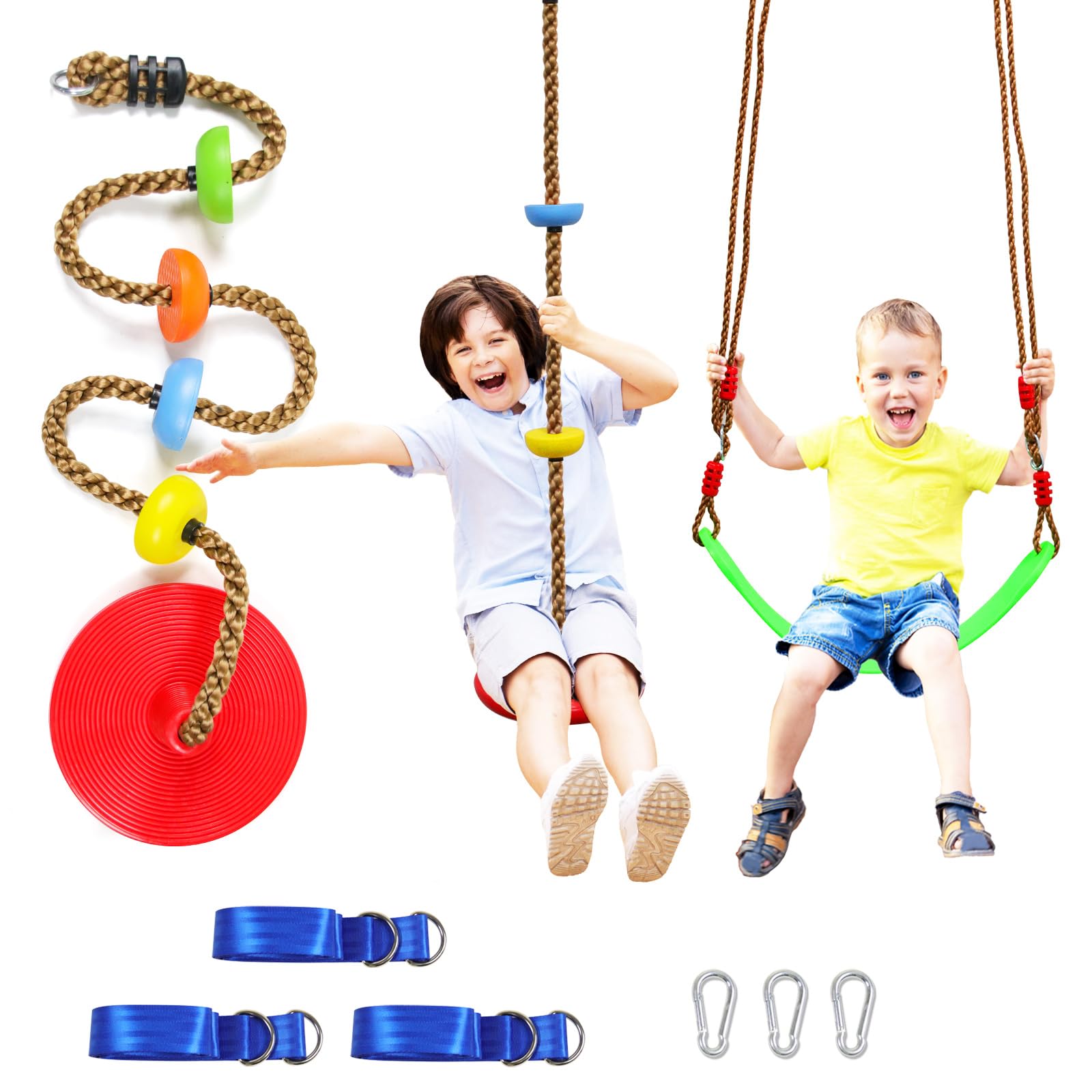 Amazon.com: Tree Swing Climbing Rope 2 Pack Multicolor with Platforms ...