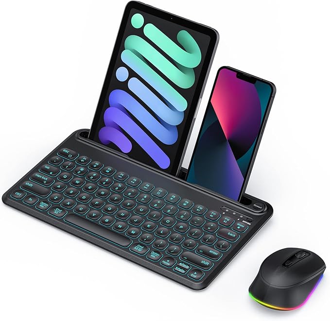 Amazon.com: NIXIUKOL Backlit Bluetooth Keyboard and Mouse, Multi-Device Compact Wireless ...