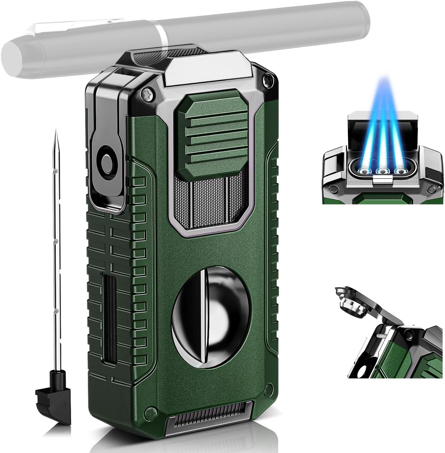Amazon.com: Butane Torch Lighter with V Cutter, Built-in Holder ...
