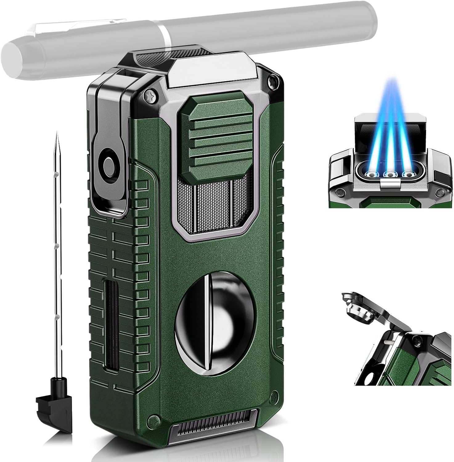 Amazon.com: 5-in-1 Multifunctional Torch Lighter with Cutter, Punch ...