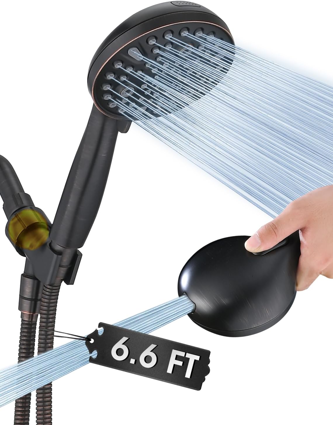 High Pressure 10 Setting Handheld Shower Head, 5" Detachable Showerhead ...