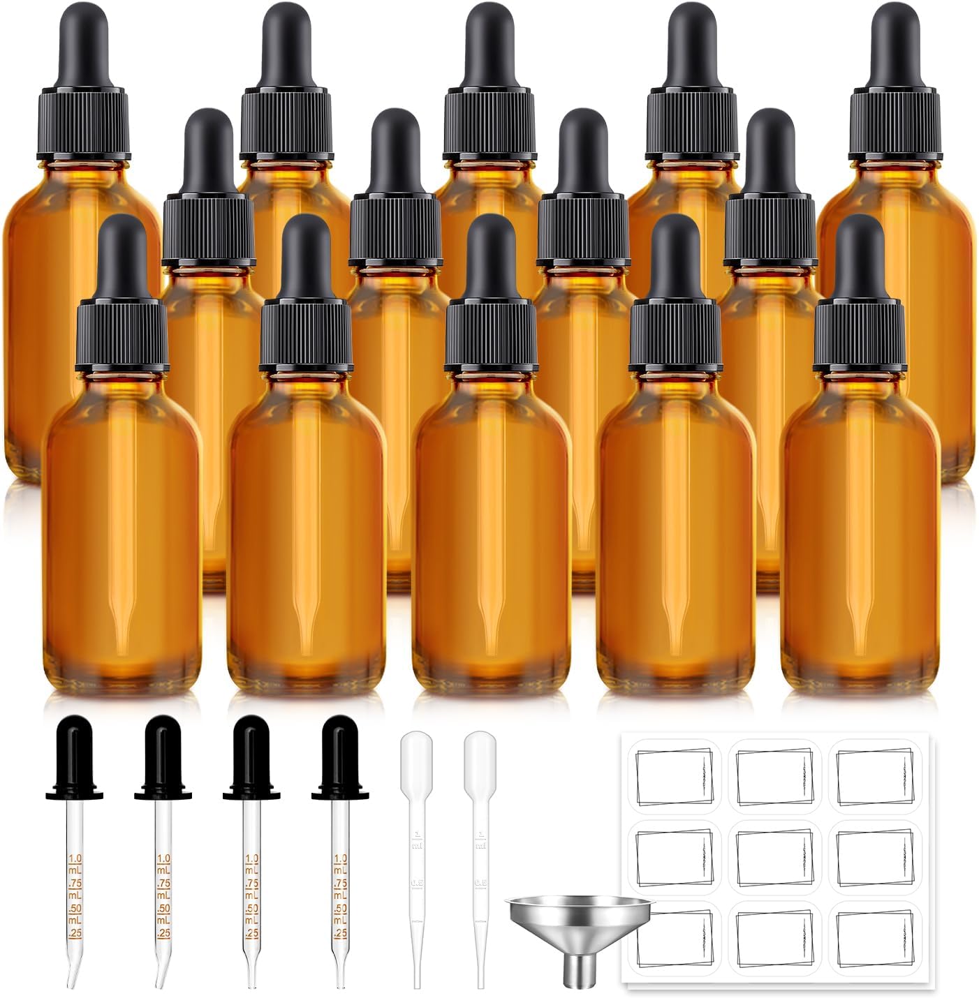 Amazon.com: DropperBottles 30mL (1oz) Glass Dropper Bottles (12x) With ...