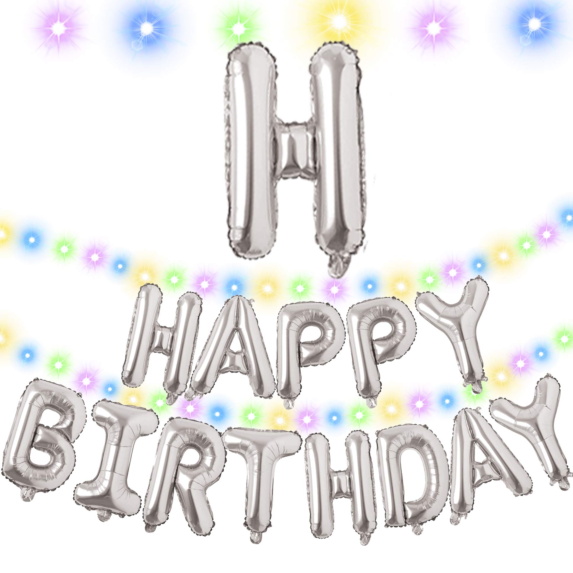 Buy Stratton.I Happy Birthday Banner Decorations (Silver-LED), Balloons ...