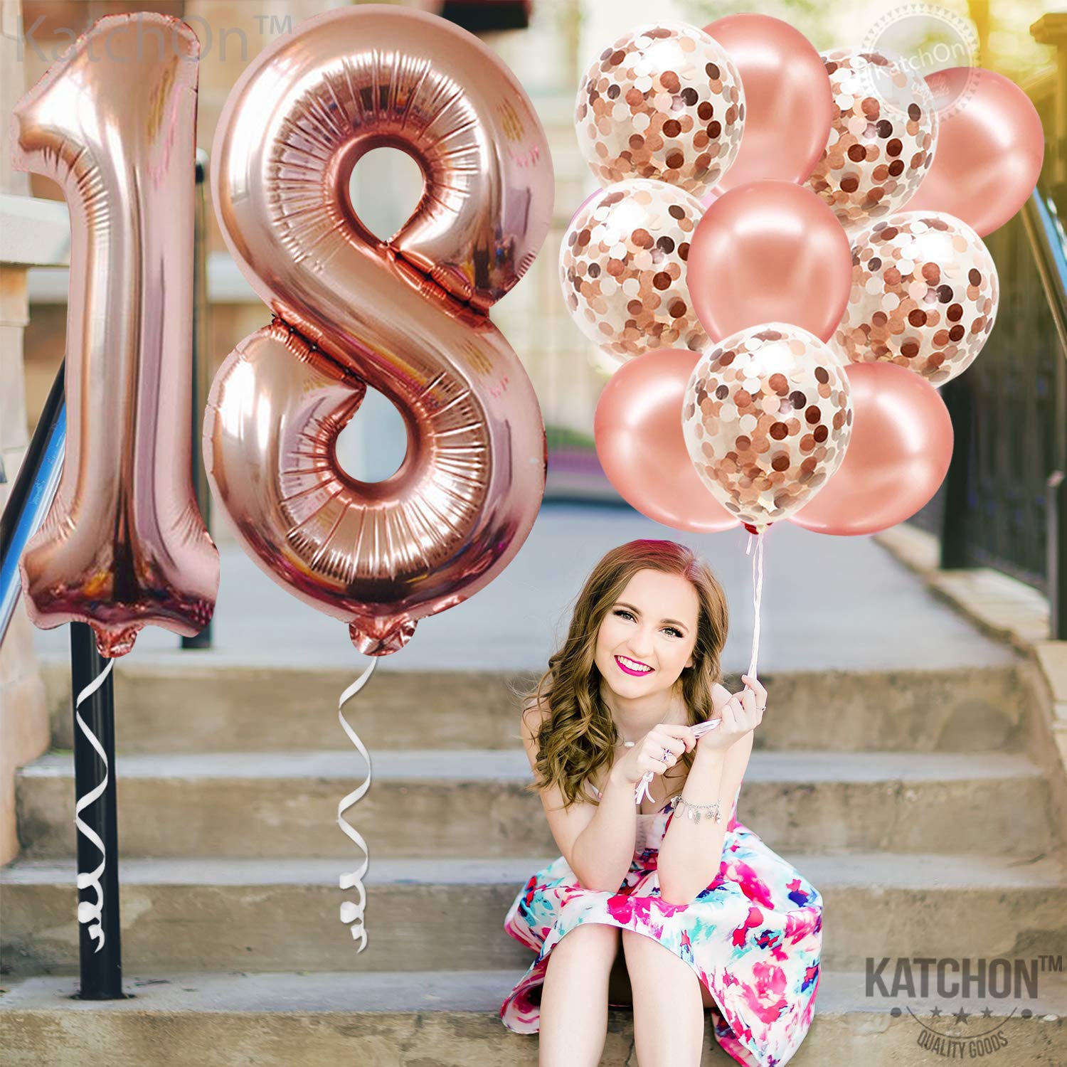 Buy Giant 40 Inch 18 Balloon Numbers - Rose Gold | 18th Birthday ...