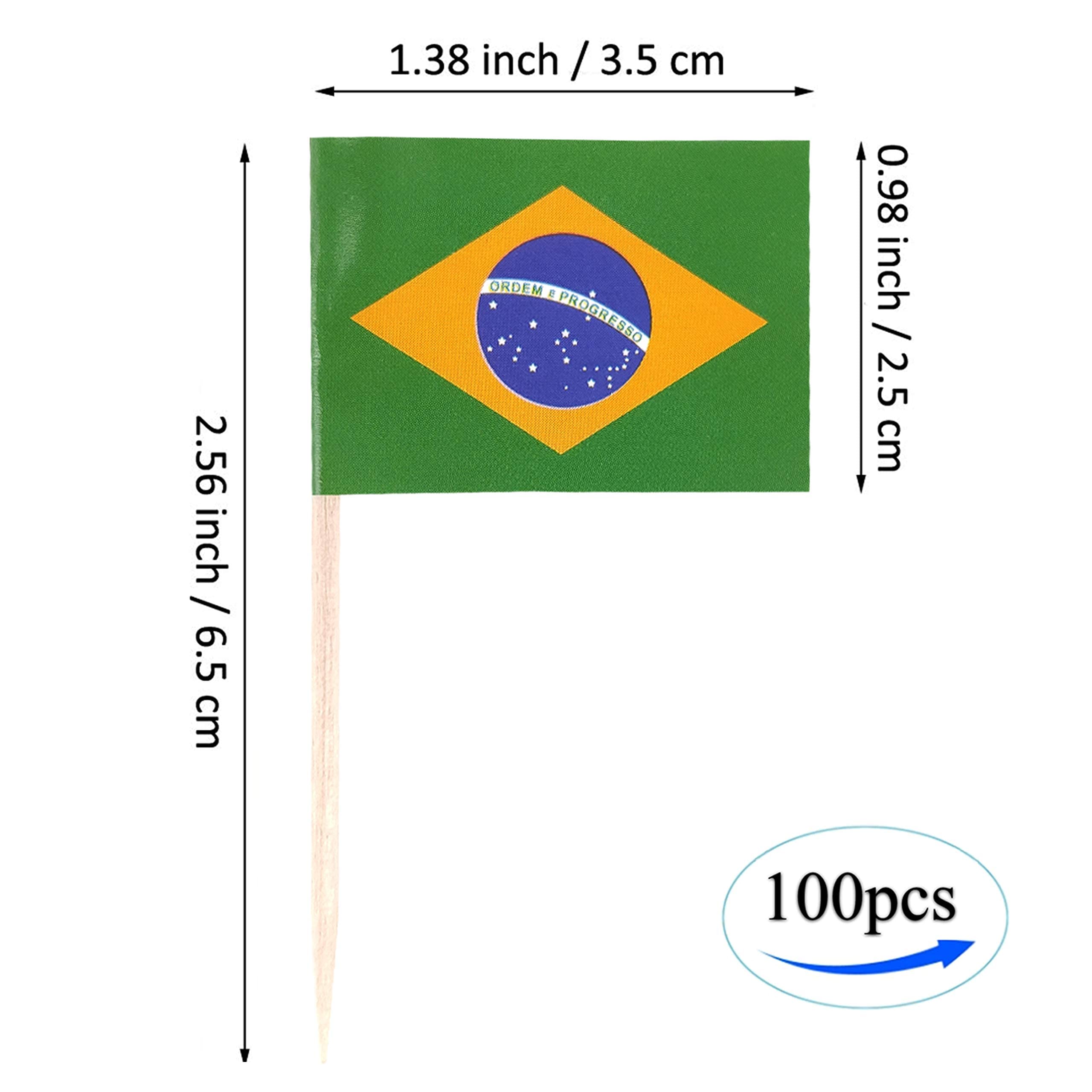 JBCD 100 Pcs Brazil Flag Toothpicks Brazilian Flags Cupcake Toppers ...