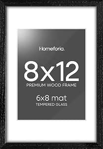 Amazon.com - Homeforia 8x12 Picture Frames Black Wood, High-End Wooden ...