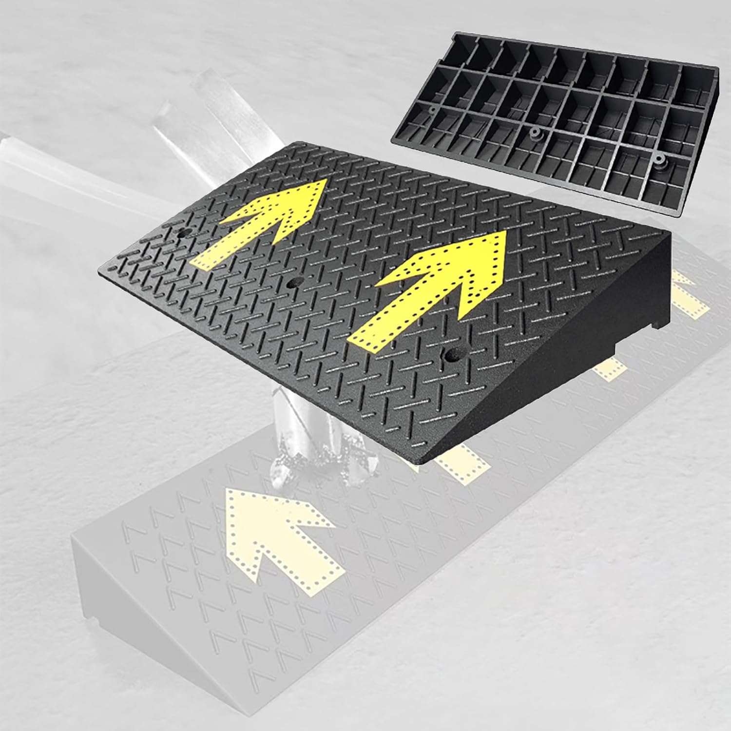 Amazon.co.jp: Rubber Driveway Ramp Loading Rubber Curb Ramp Step Pad ...