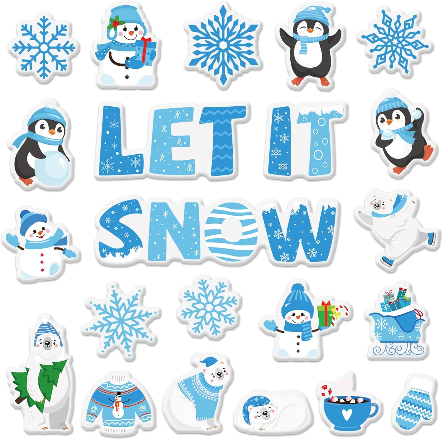Amazon.com: Whaline 44Pcs Winter Thick Gel Clings Penguin Snowflake ...