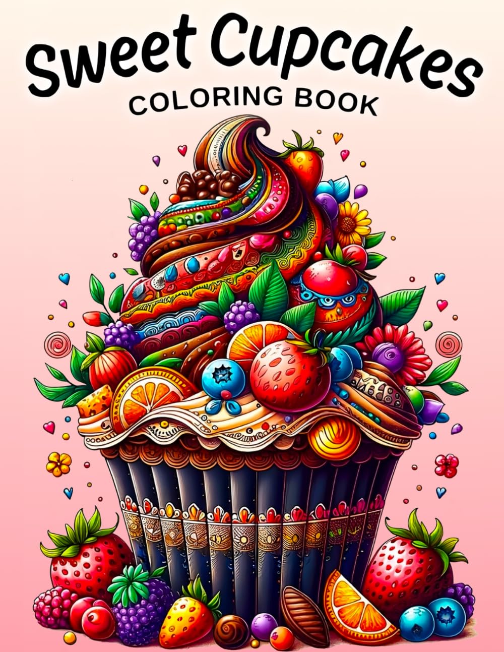 Sweet Cupcakes Coloring Book: 50 Cute and Yummy Cupcakes Illustrations ...