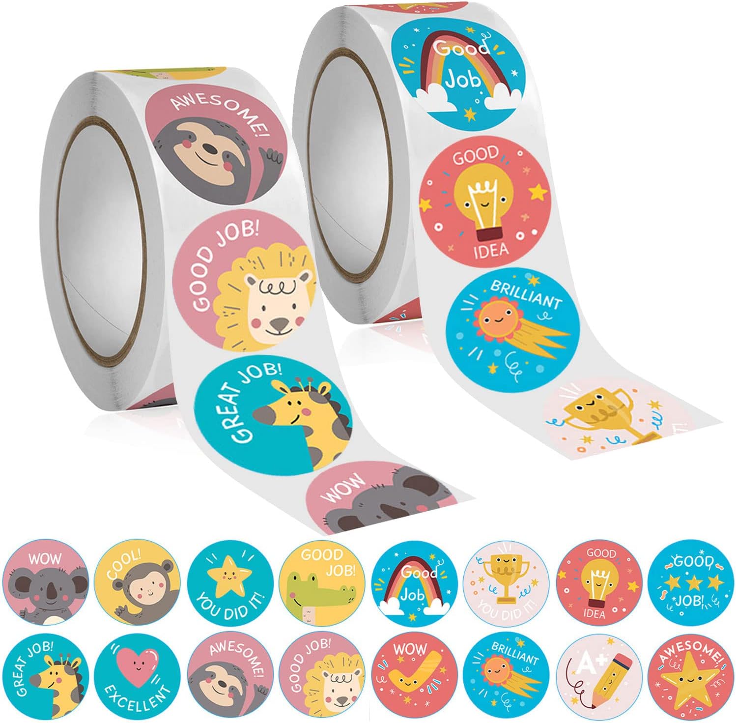Zurligi Reward Stickers for Kids, 2 Rolls 1000 PCS Stickers for ...