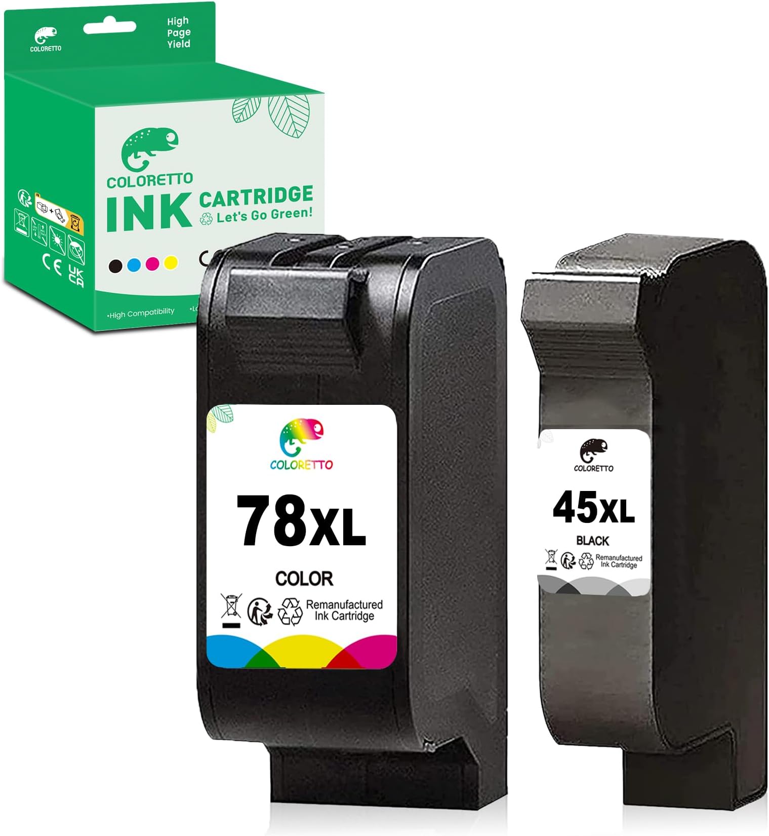 Amazon.com: COLORETTO 45XL 78XL Remanufactured Printer Ink Cartridge ...