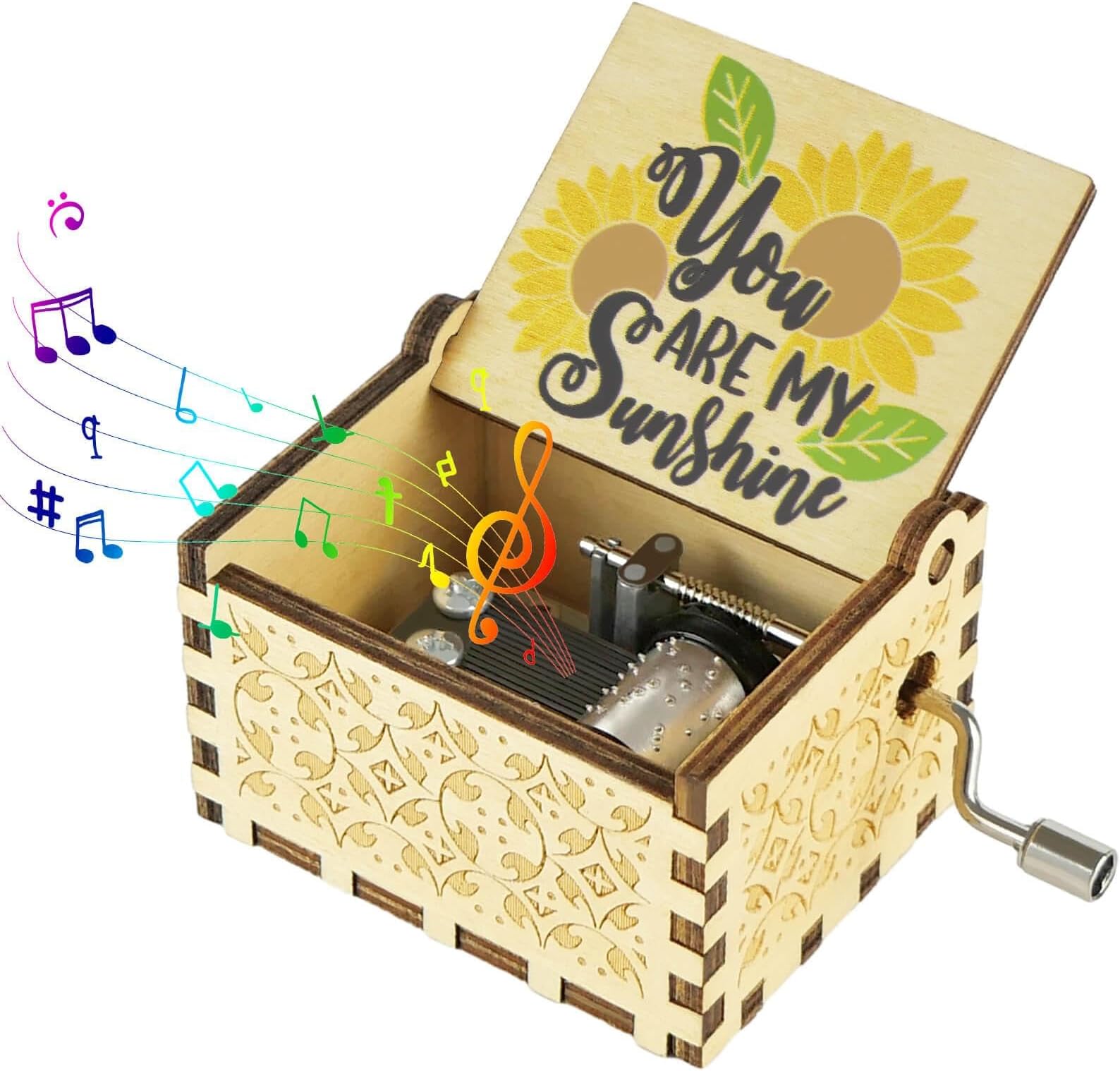 Amazon.com: Dream Loom Wooden Music Box, Hand Cranked Laser Engraved ...