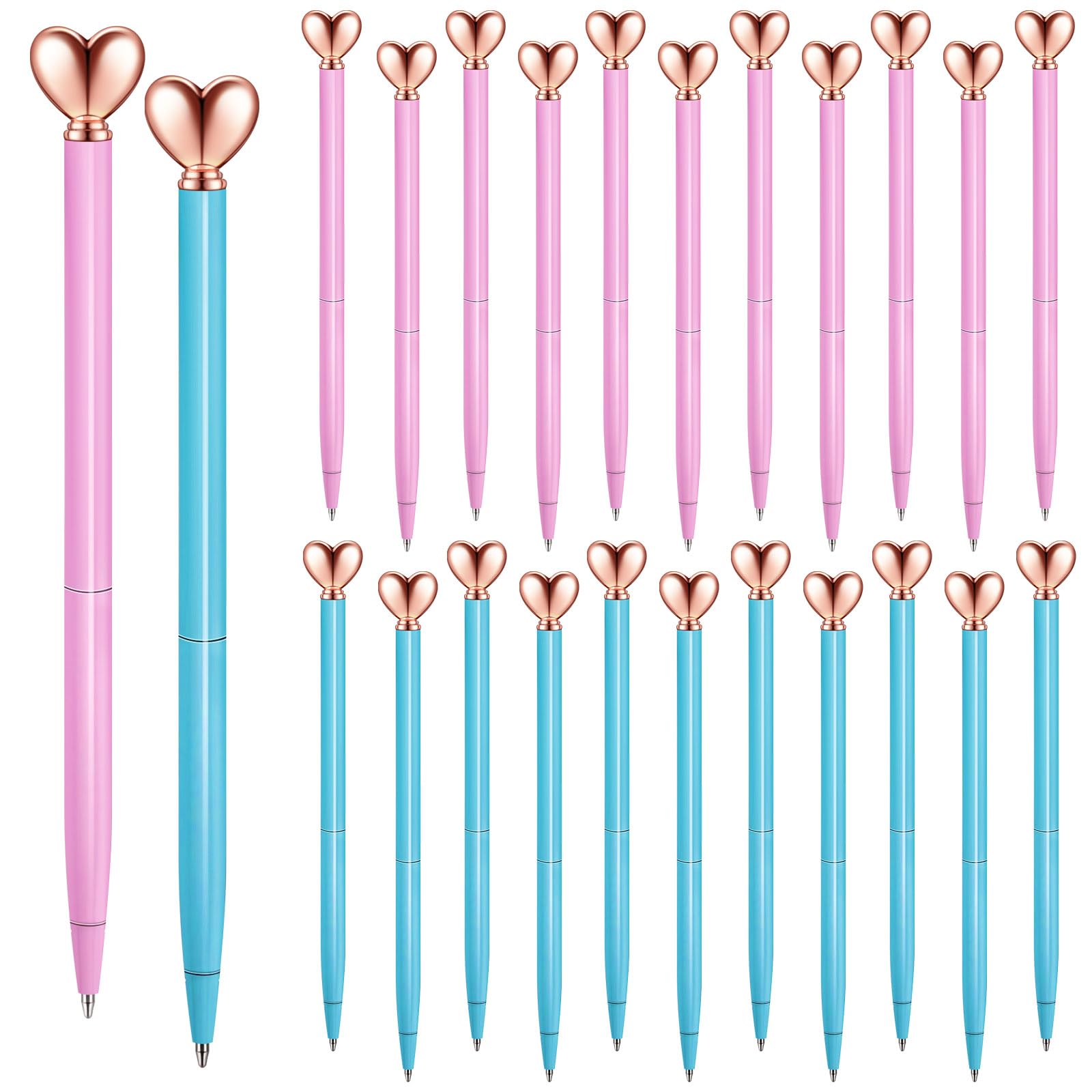Amazon.com : Thenshop 24 Pcs Heart Shaped Pens Retractable Metal Cute ...