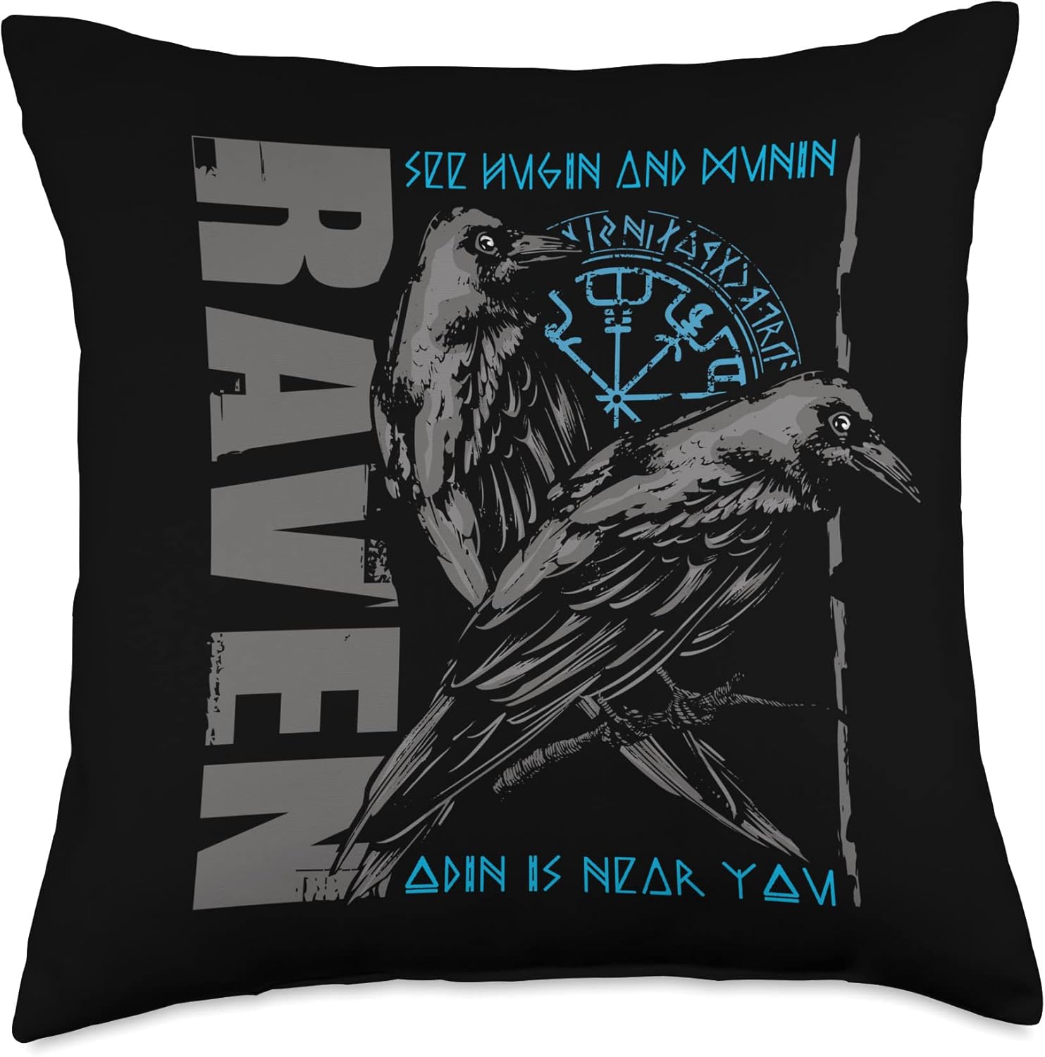 Amazon.com: Valhalla Raven Ravens Odin's Runes Norse Compass Viking ...