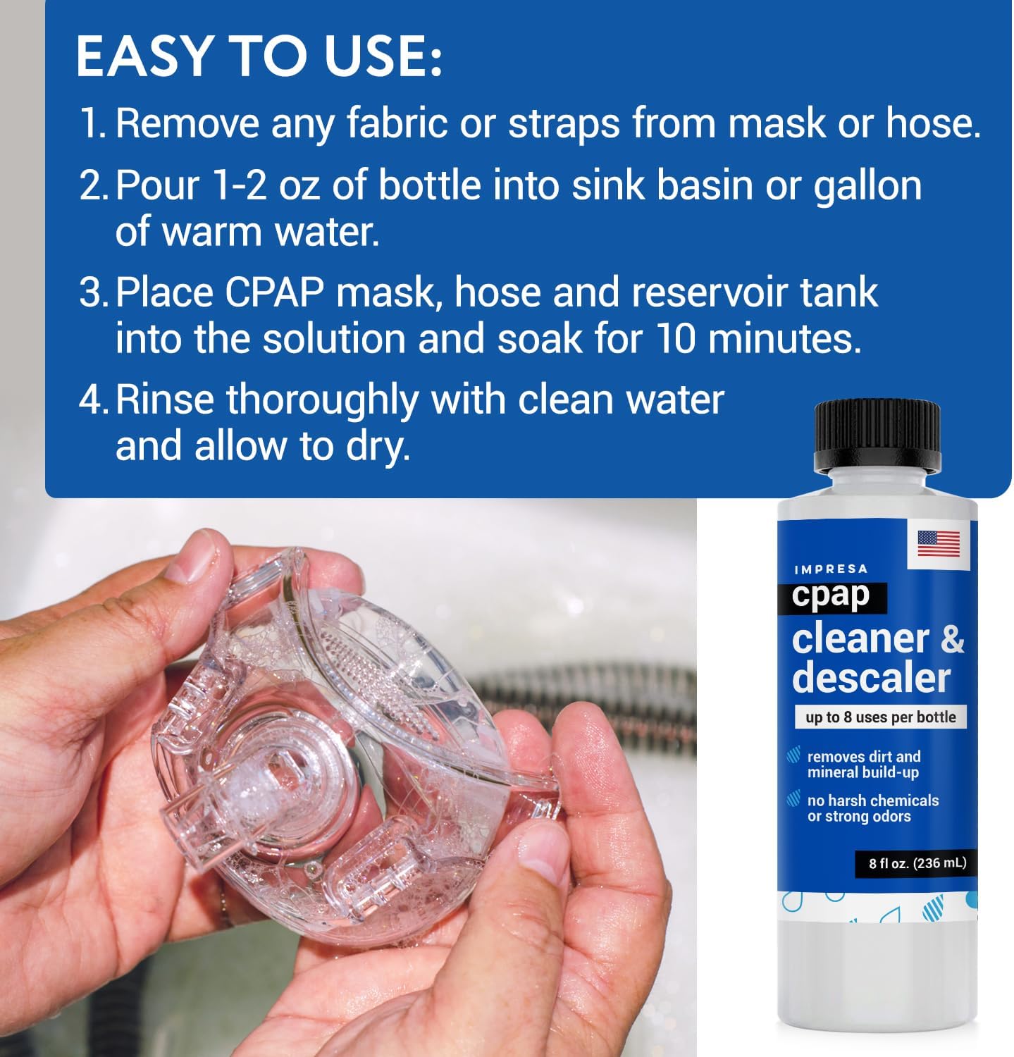 IMPRESA 16 Use CPAP Soap & Descaling Solution - CPAP Cleaning Solution ...