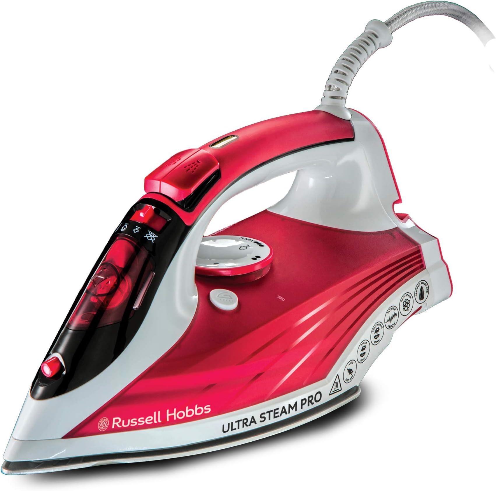 Russell Hobbs Ultra Steam Pro Iron, Ceramic non-stick soleplate, Large ...