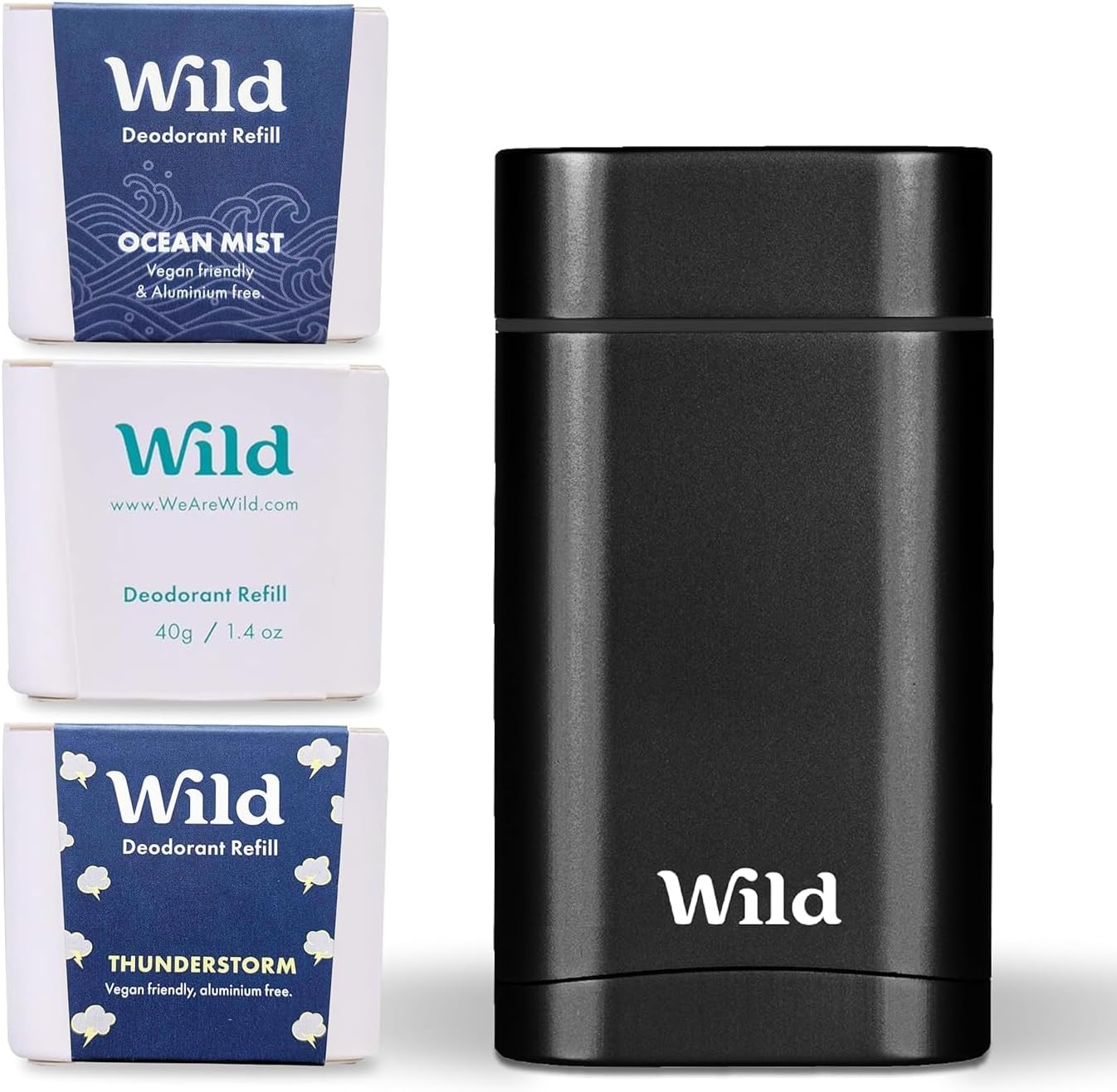 Wild - Déodorant Naturel Rechargeable - Sans Aluminium - Etui Noir avec ...