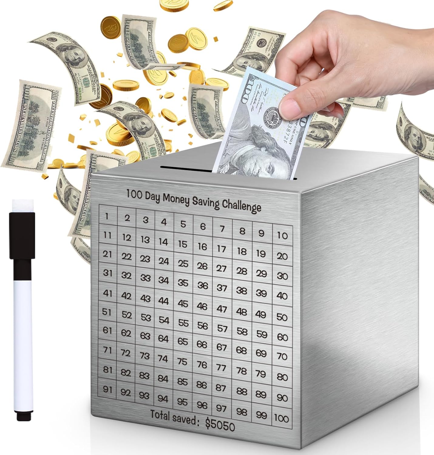 Amazon.com: Money Saving Box, Unbreakable Piggy Bank for Adults Save ...