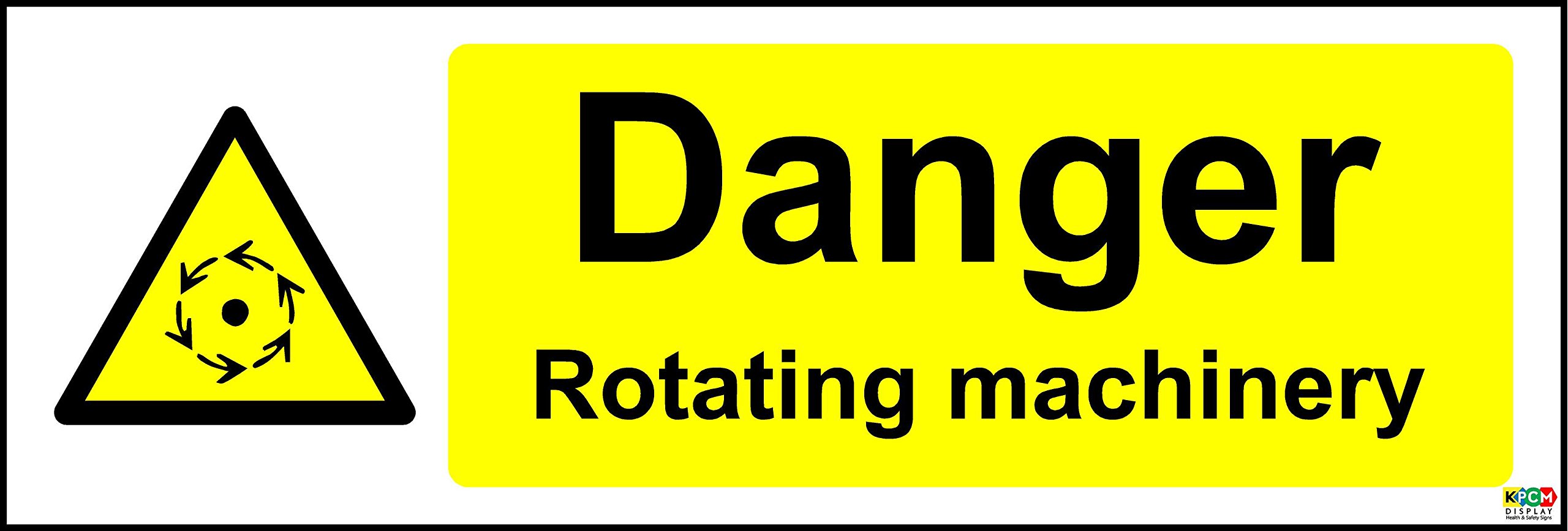 Danger Rotating Machinery Sign - Self Adhesive Sticker 300mm x 100mm ...