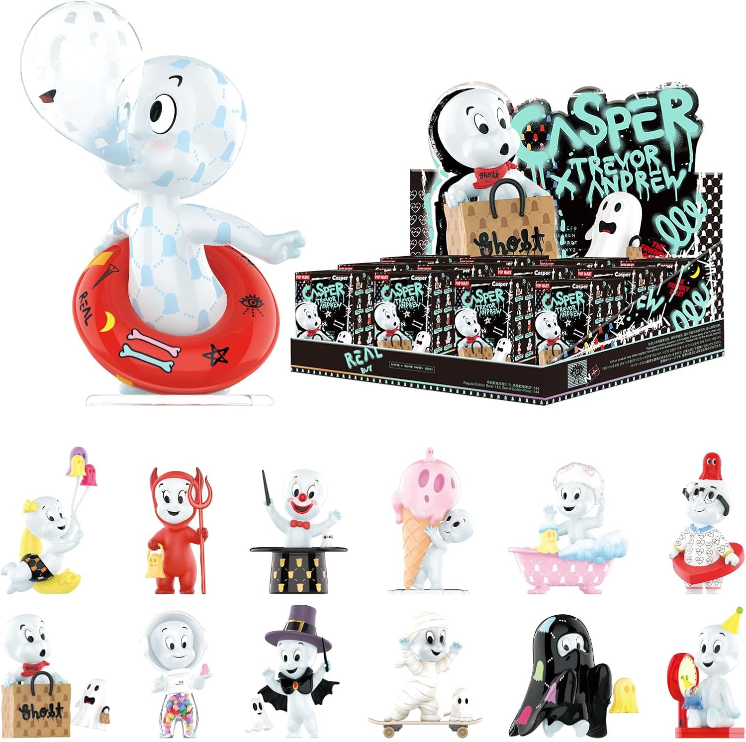 Amazon.com: POP MART Casper Action Figure Toy, 12 of 12 Toy Collection ...